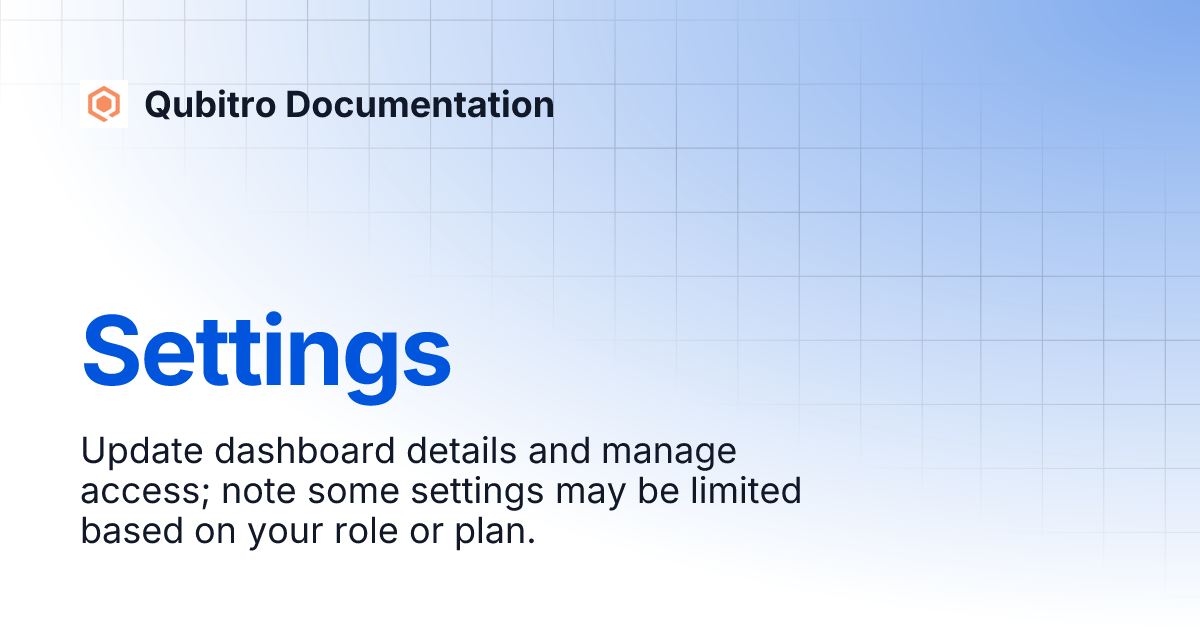 Settings | Qubitro Documentation