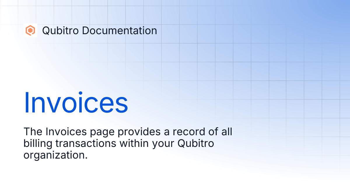 Invoices | Qubitro Documentation